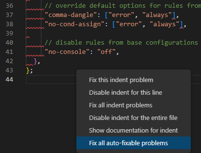 문제해결) Error : Eslint Expeted indentation of 2 space but found 0 indent