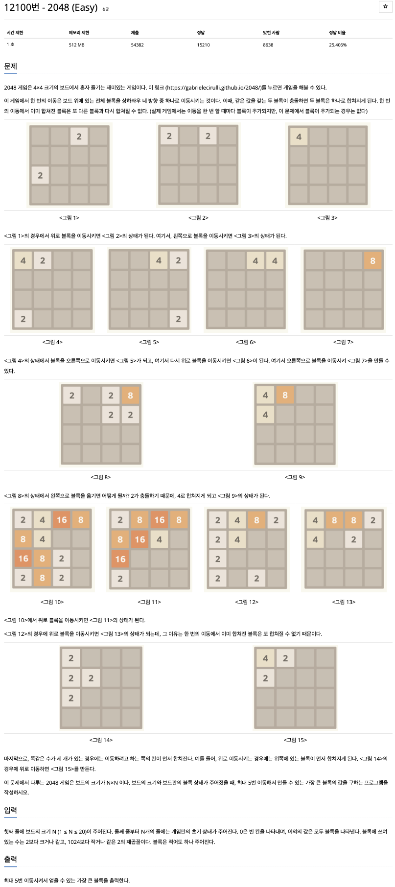 백준 12100번: 2048 (Easy) (Python) - MemoLOG