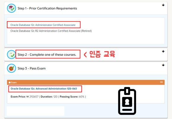 오라클 인증 교육을 확인하자 OCP 자격증 취득: - a3