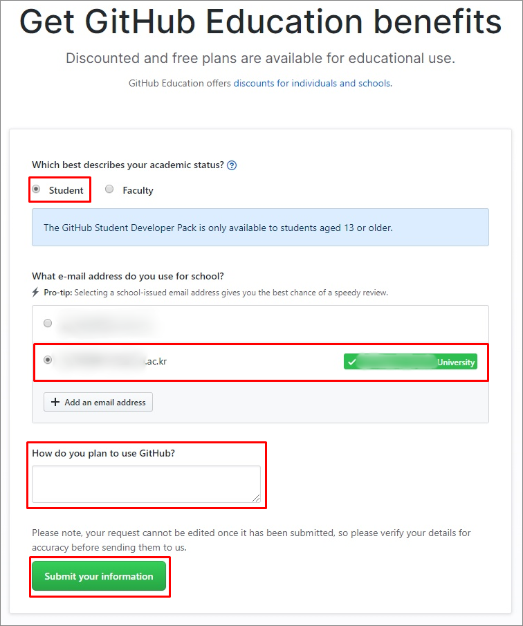 [Git] GitHub Student Developer Pack(GitHub 학생 개발자 팩) 얻기