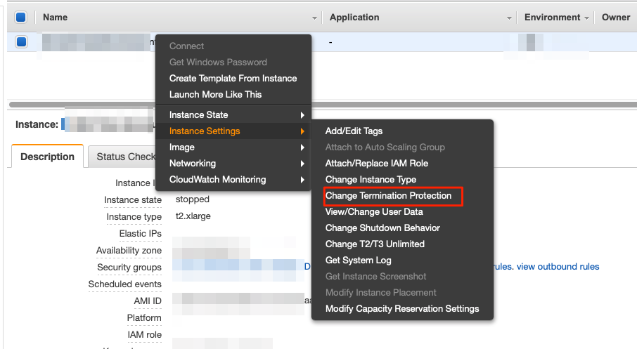 EC2 instance prevent termination (KR)