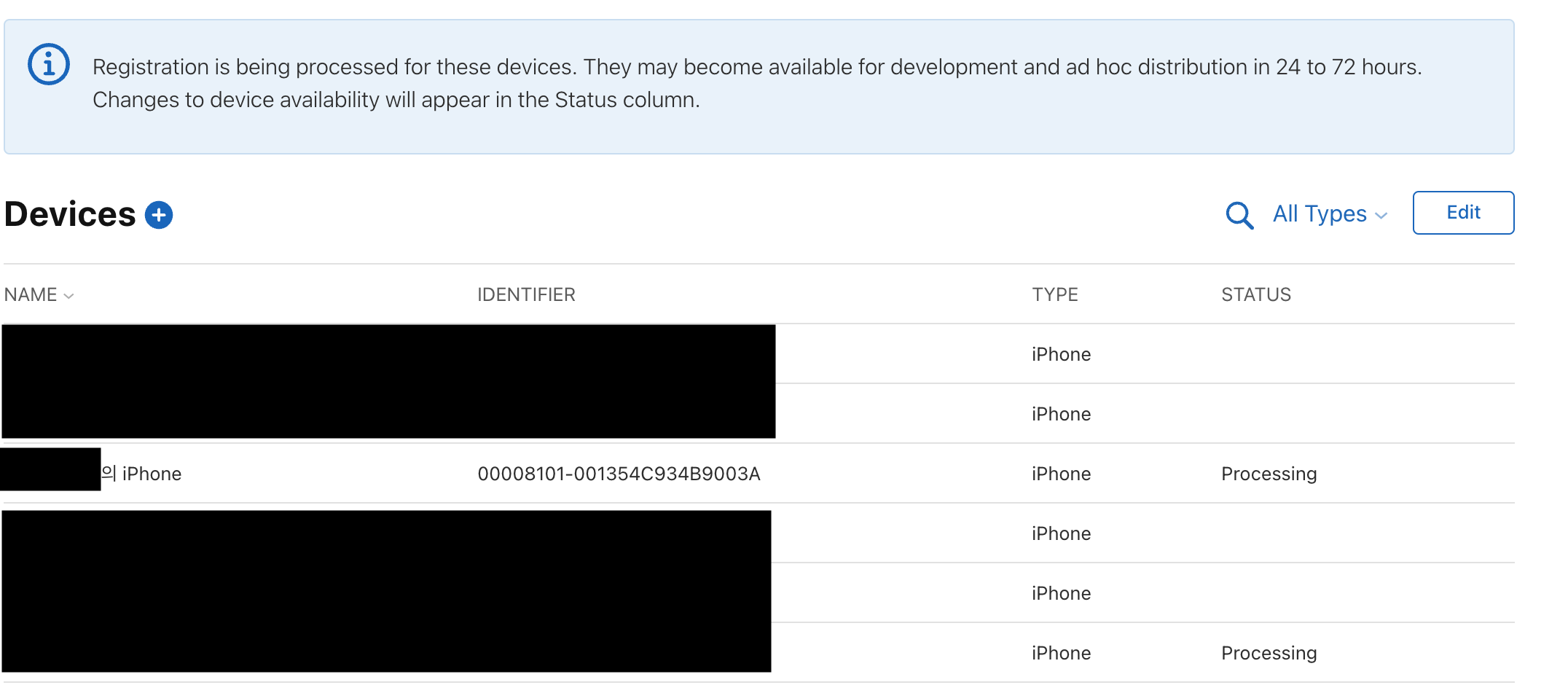 Xcode Device "000의 iPhone" isn't registered in your developer account.