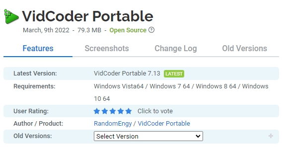 VidCoder Portable 무료 다운로드