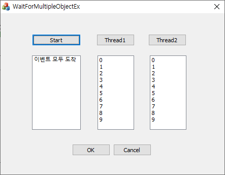 MFC Thread 5 - WaitForMultipleObjects 스레드 동기화 2