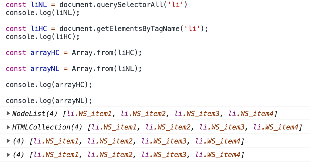 HTMLCollection과 Nodelist의 차이점 & 배열함수 사용하기 — 도적왕의 개발
