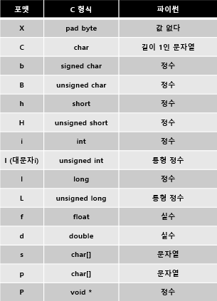 파이썬 struct 모듈 (pack, unpack)