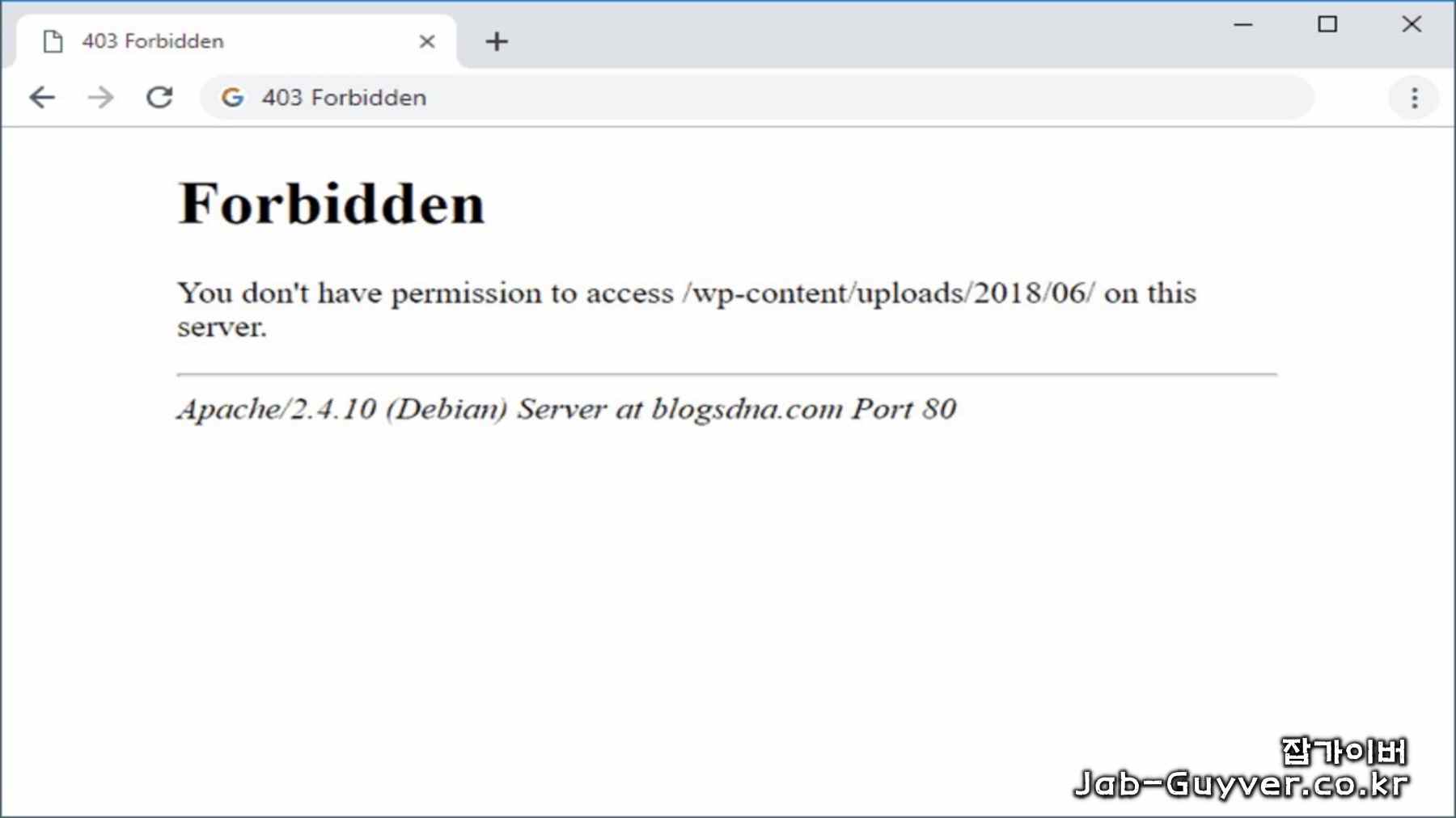 403 Forbidden 오류 웹사이트에 대한 액세스가 거부되었음