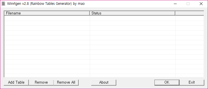 Rainbow Table 생성 (Winrtgen)