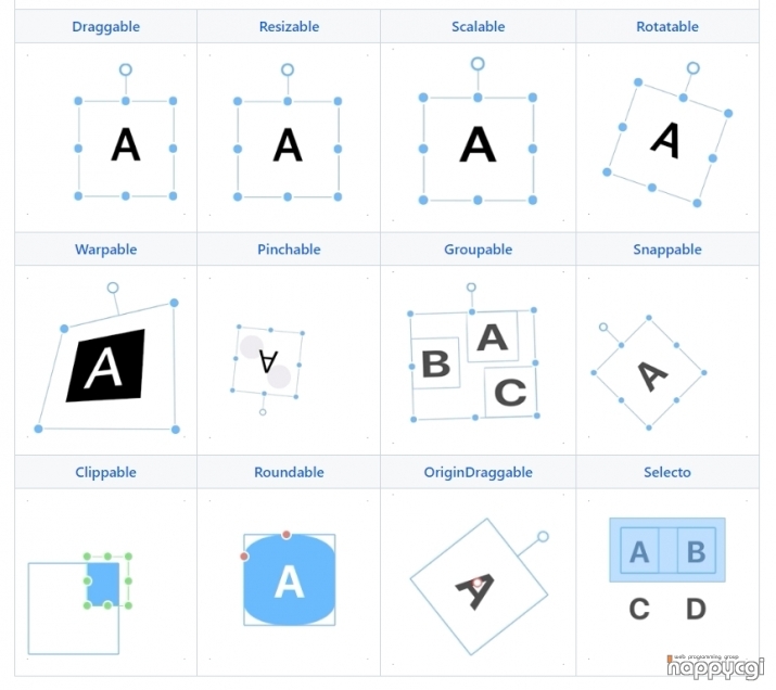 [해피CGI][cgimall] 드래그앤드롭 으로 크기조정, 확장, 회원이 가능한 JavaScript 라이브러리 Moveable