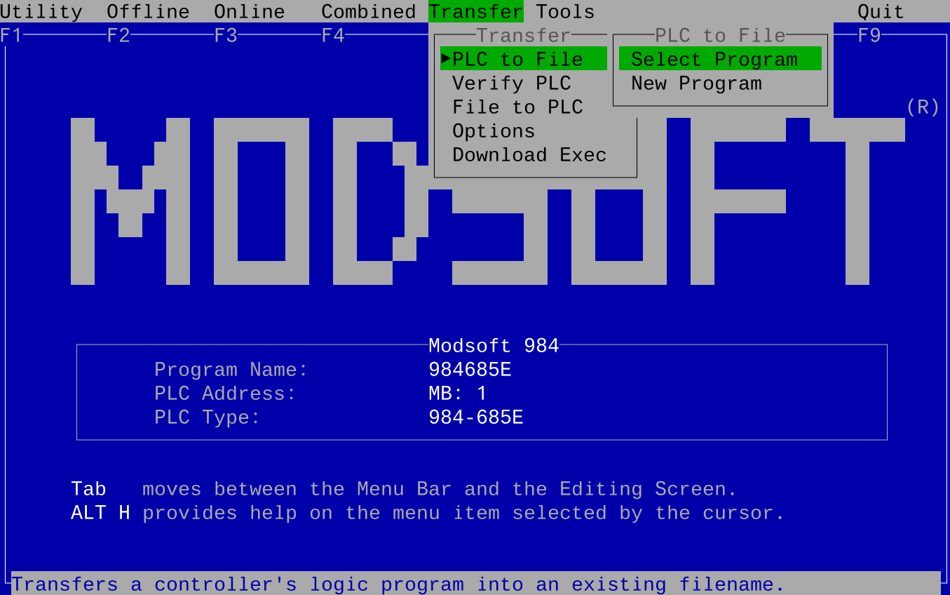 Schneider(슈나이더) Modicon 984 PLC UPLOAD