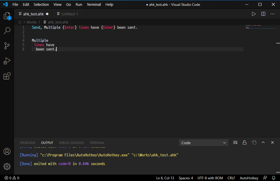 [AutoHotKey] 키 눌림(단축키) 실행(typing) 하기