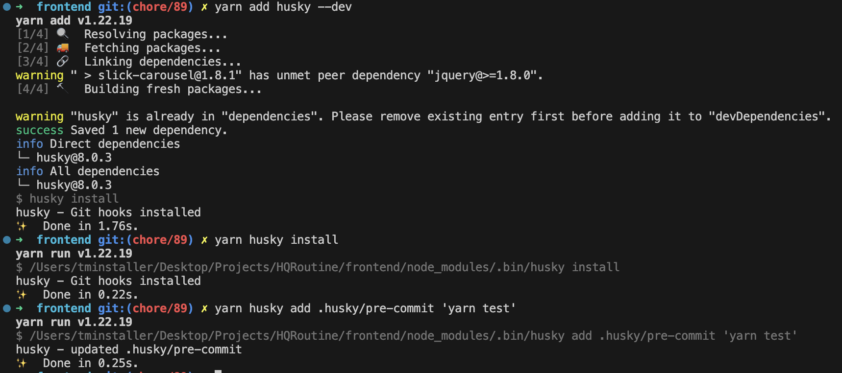 [Dev Setting, yarn, husky] Git Commit이 무언가에 막혀서 안된다면? — TimeMap.exe