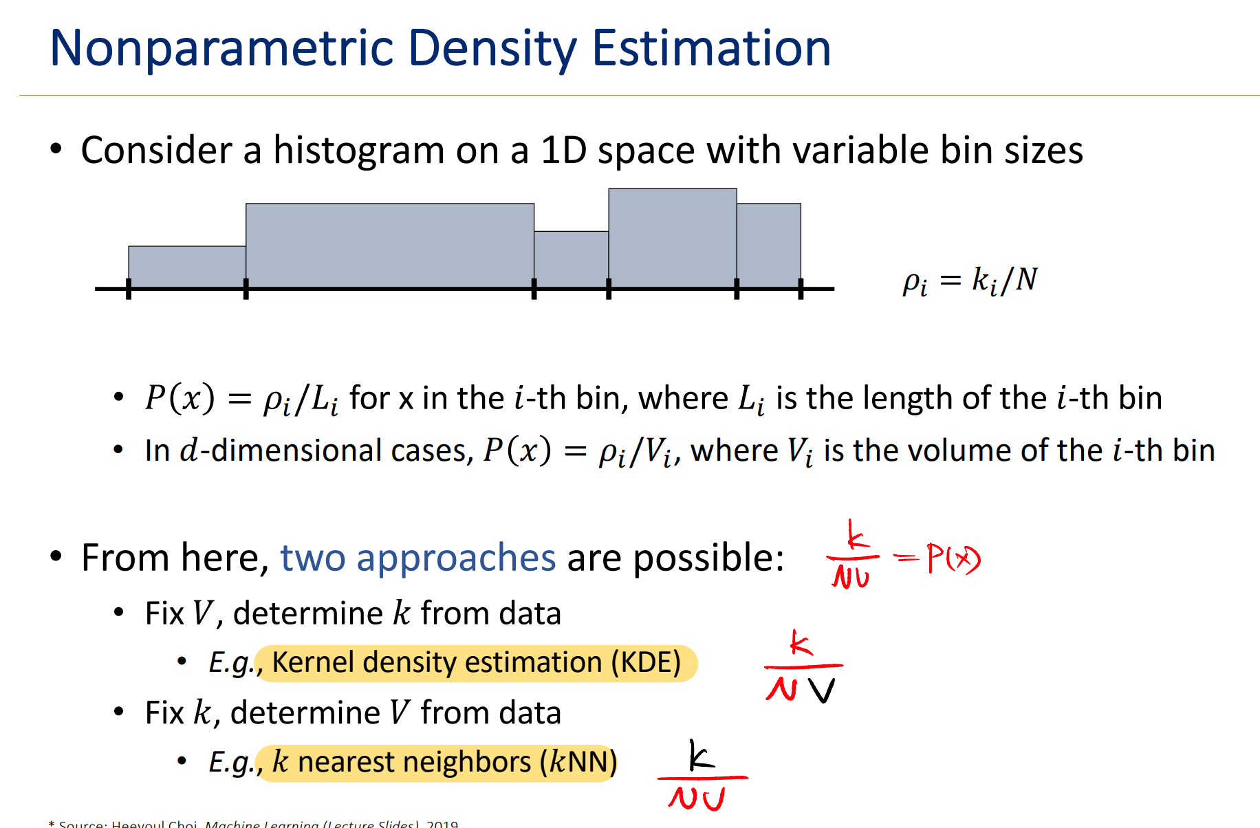 Understanding about Nonparametric Density Estimation. Parzen Window and kNN Method