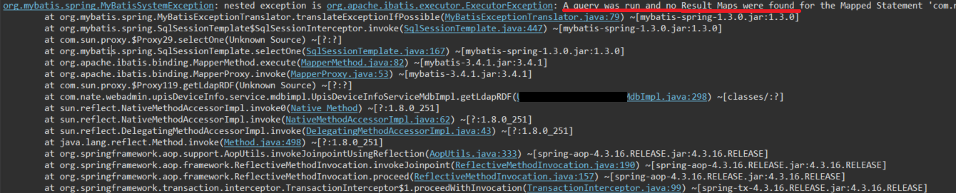 org.mybatis.spring.MyBatisSystemException: nested exception is org.apache.ibatis.executor ...