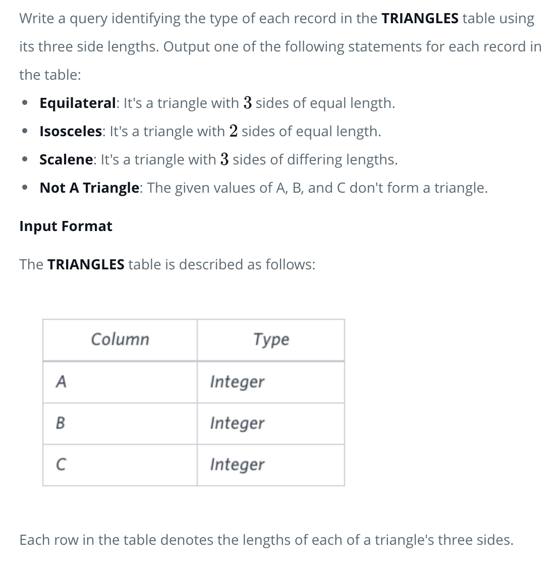 [HackerRank] Type of Triangle