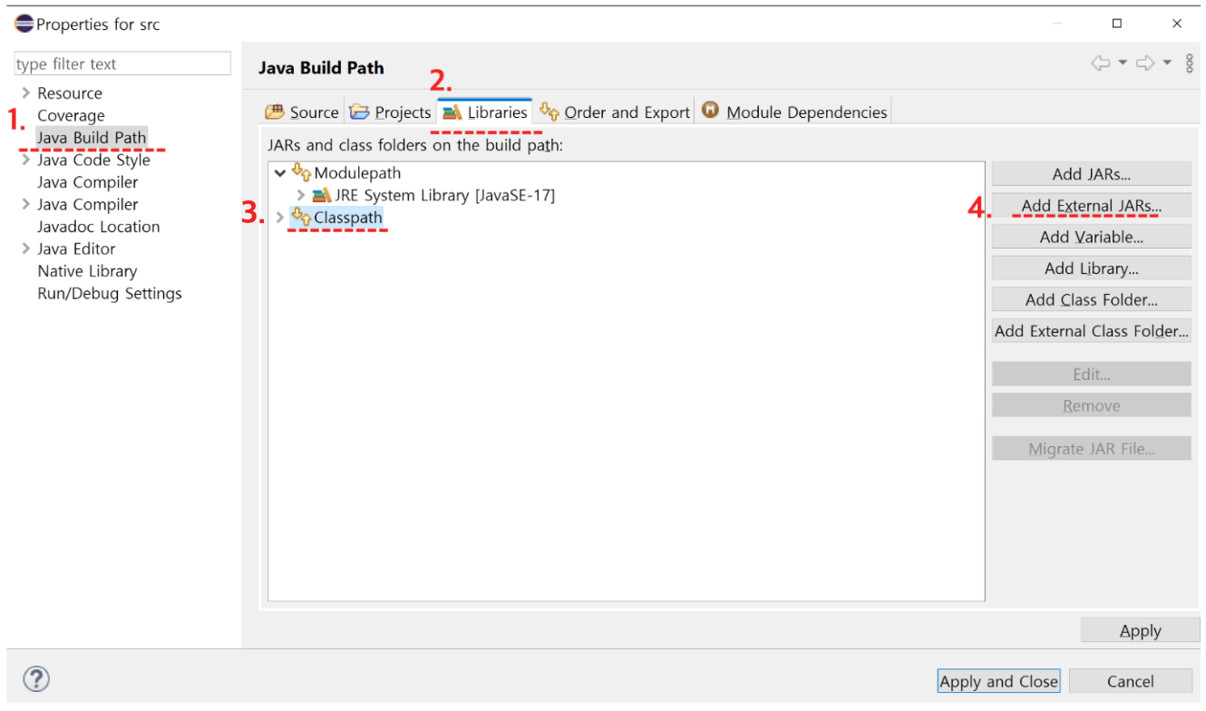 [JAVA] DB 연결을 위한 lib참조 Path 설정
