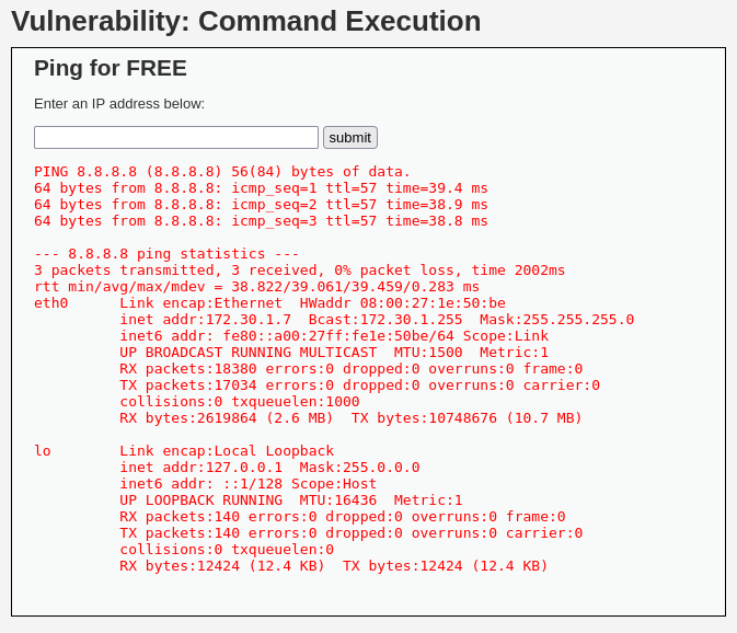 dvwa Command Execution
