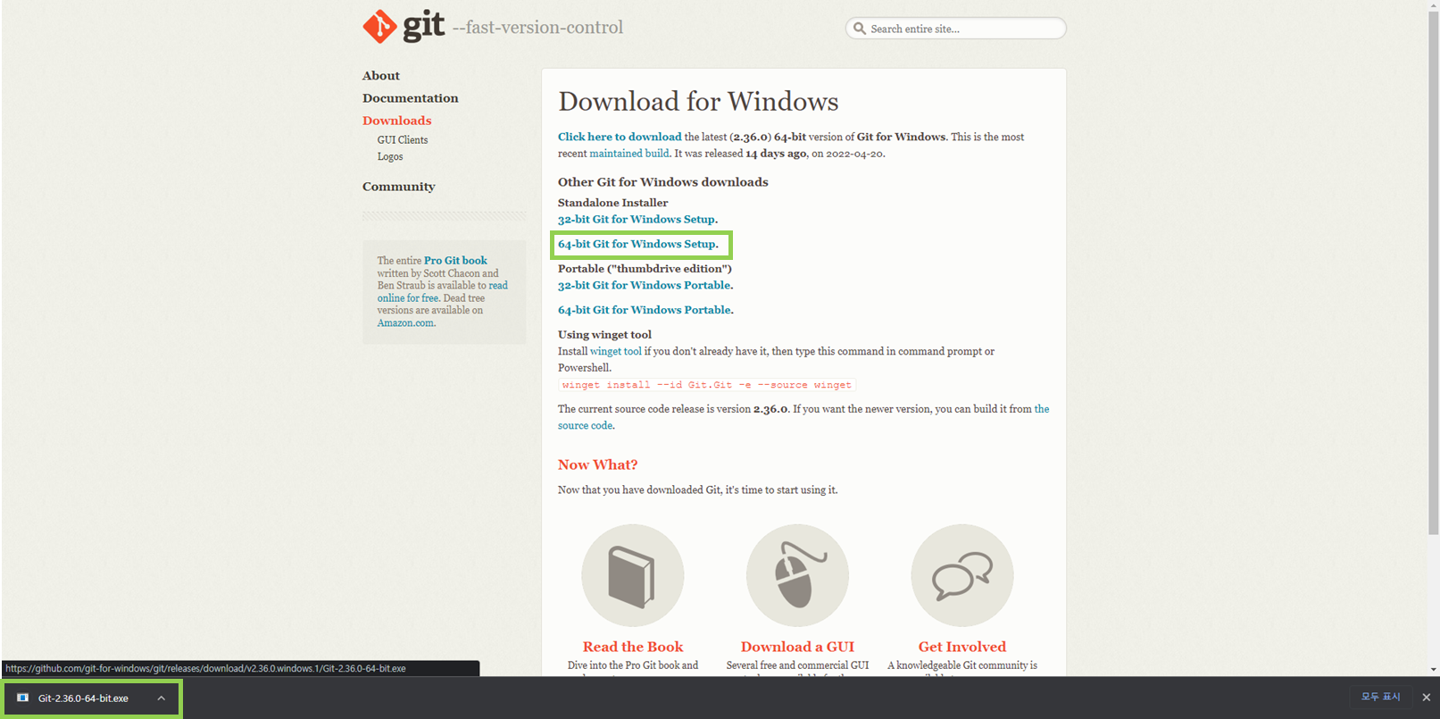 [Git] Windows11 64bit 환경 Git 다운로드 및 설치하기 - ① Setup