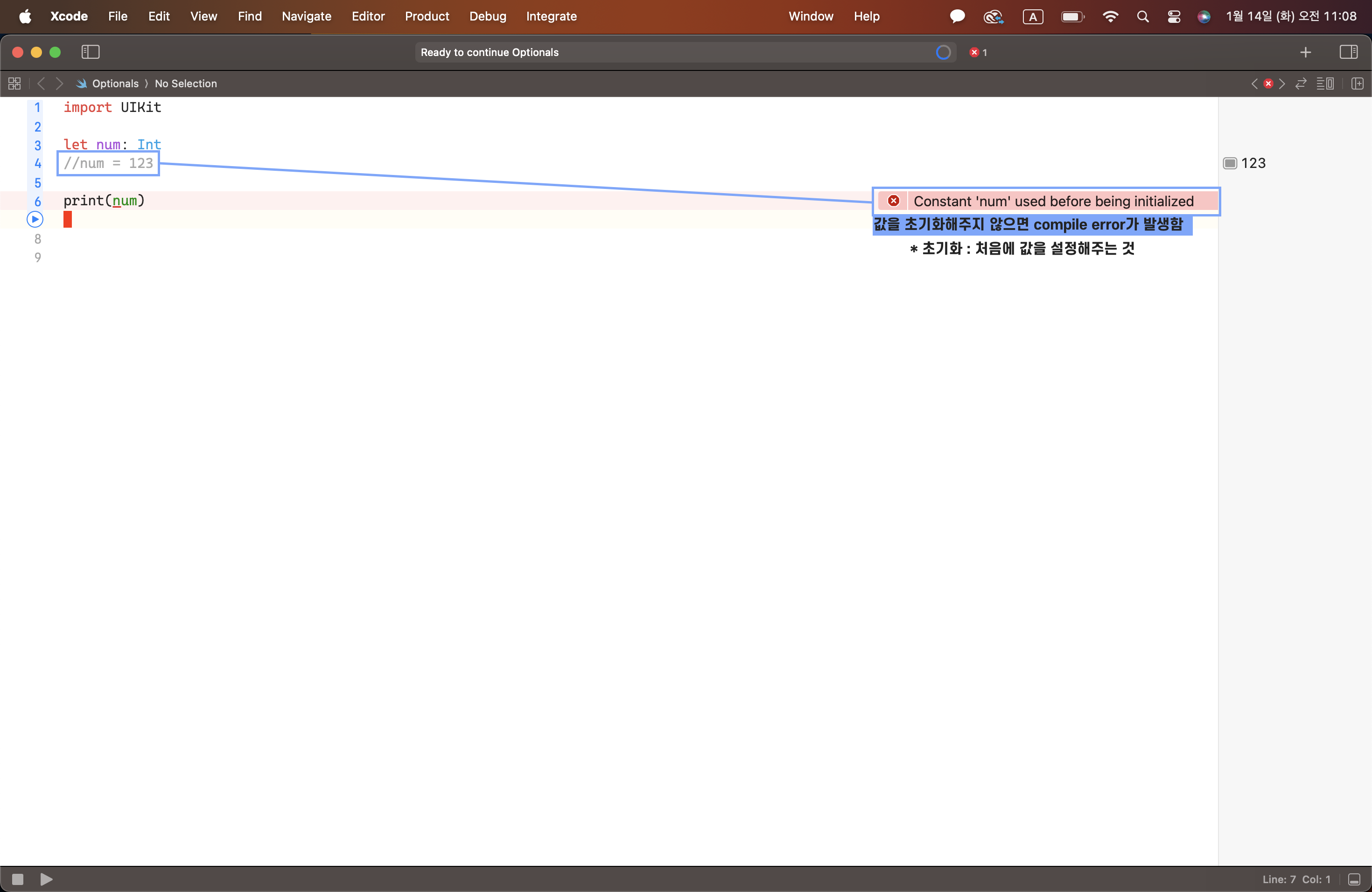 20. 스위프트 기초 문법[계산기(4) - optional, optional binding]