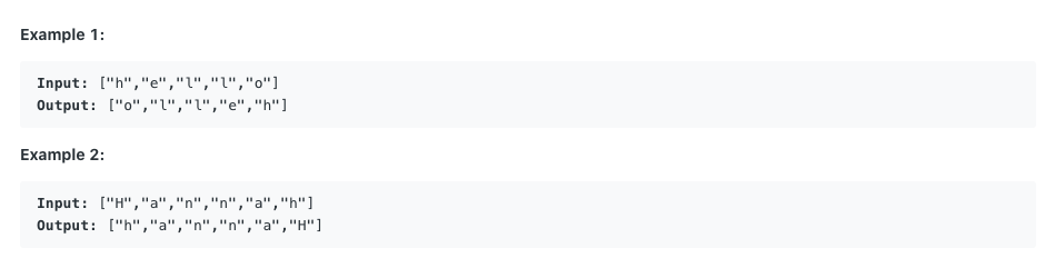 Leetcode알고리즘 Reverse String문제