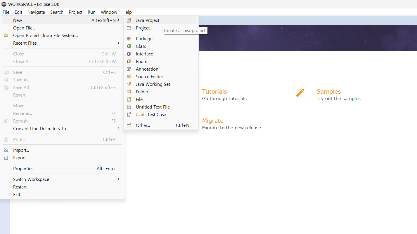 Java 이클립스 Eclipse 설치 및 자바 프로젝트 생성 이클립스 환경설정