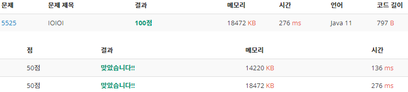 [JAVA / 자바] 백준 5525번 - IOIOI (실버 2)