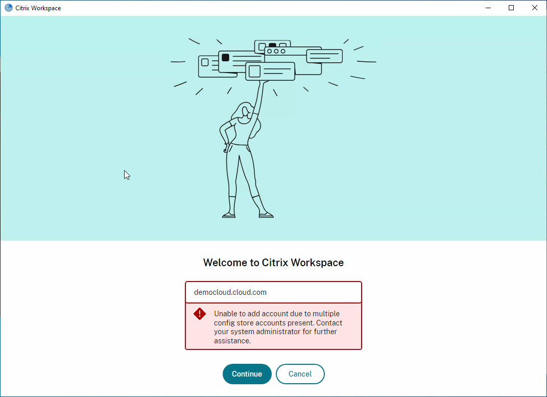 Repeatedly displayed message box in Citrix Workspace App.