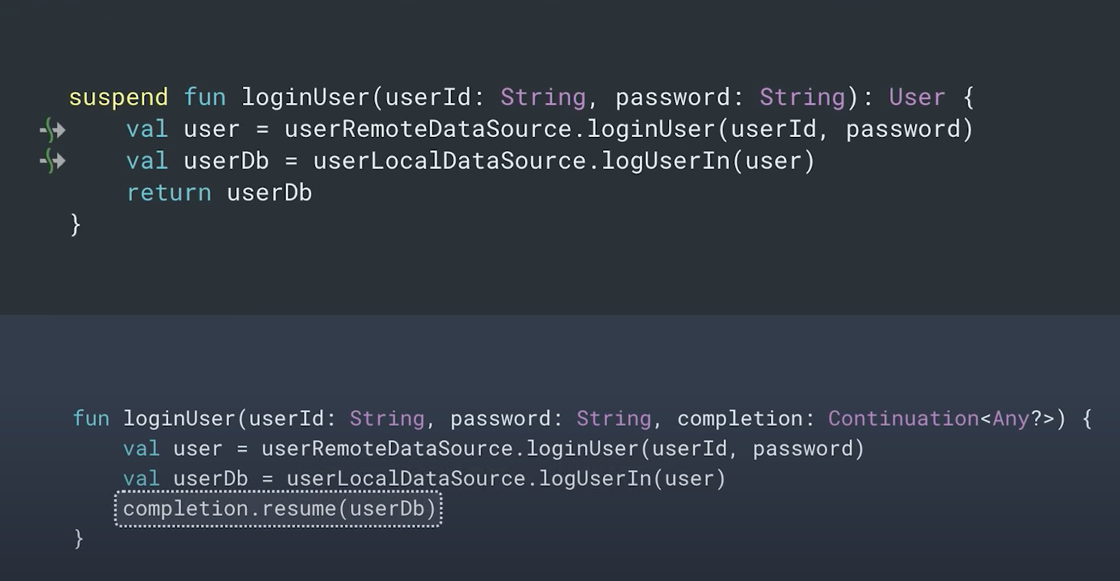 Coroutine suspend function