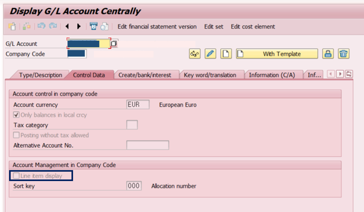 SAP FI GL Account Master _ No Line item display possible for account