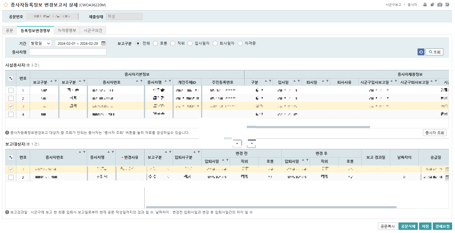사회복지시설정보시스템(w4c) 및 희망이음 직원 정기승호(호봉승급)보고 방법(직위 자격증 입사일 변경도 가능)