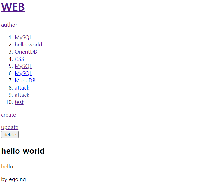 [생활코딩] WEB3 - PHP & MySQL