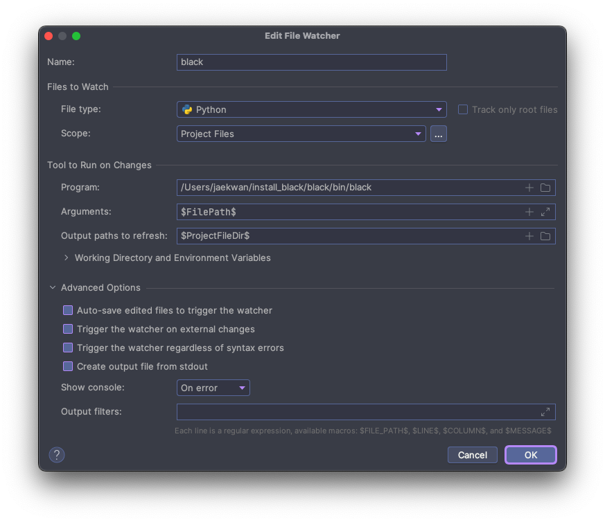 Pycharm에 Black formatter 설정하기