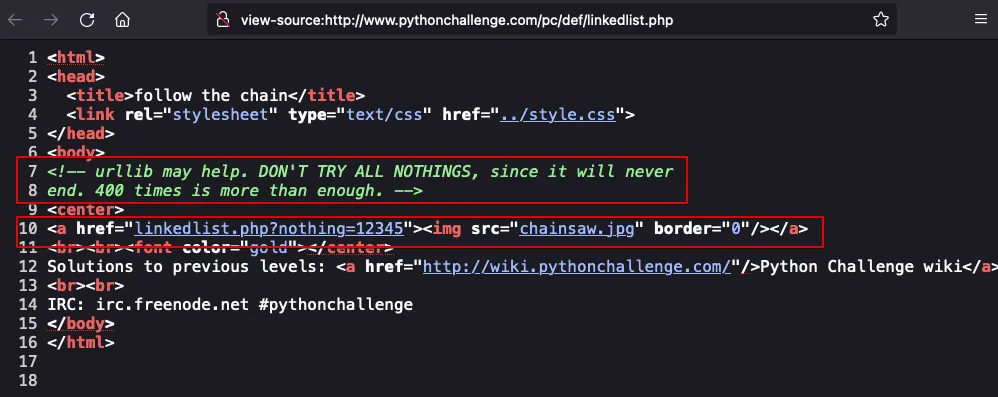 [PCC] PythonChallenge Level 4 problem-soving