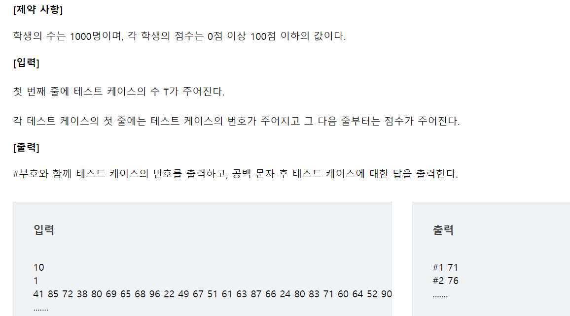 [JAVA] SWEA 1204. 최빈수 구하기