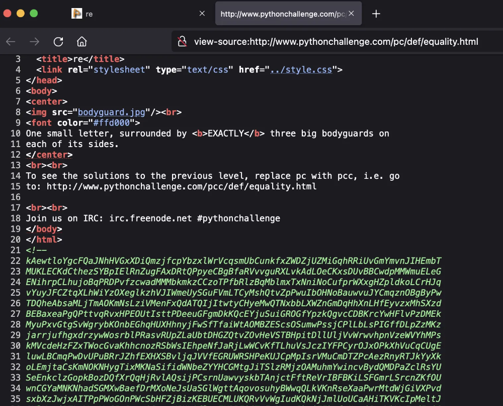 [PCC] PythonChallenge Level 3 problem-soving