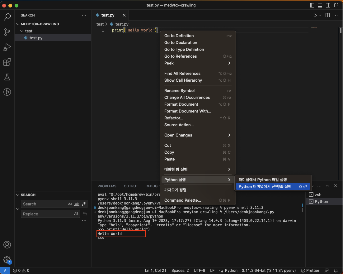 Vscode에서 Python 개발환경 만들기 노력하는 개발자