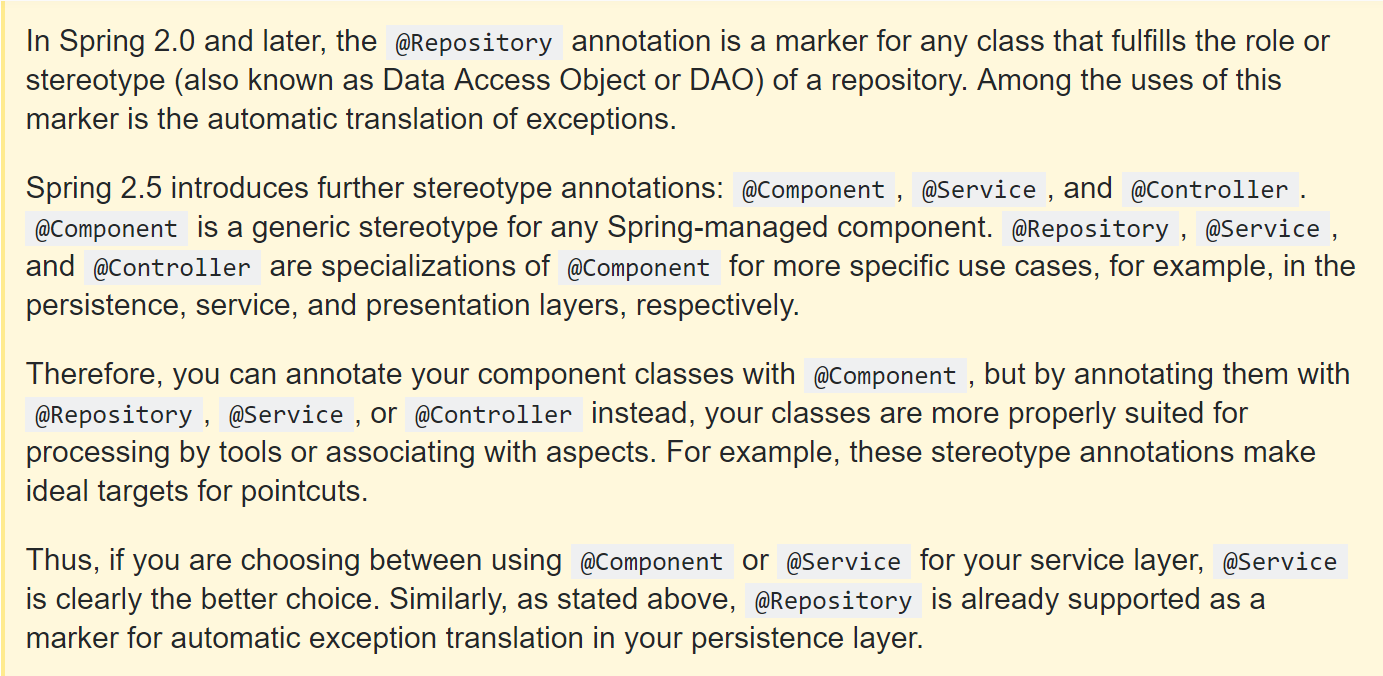 Spring annotation - @Service,@Controller,@Component 차이