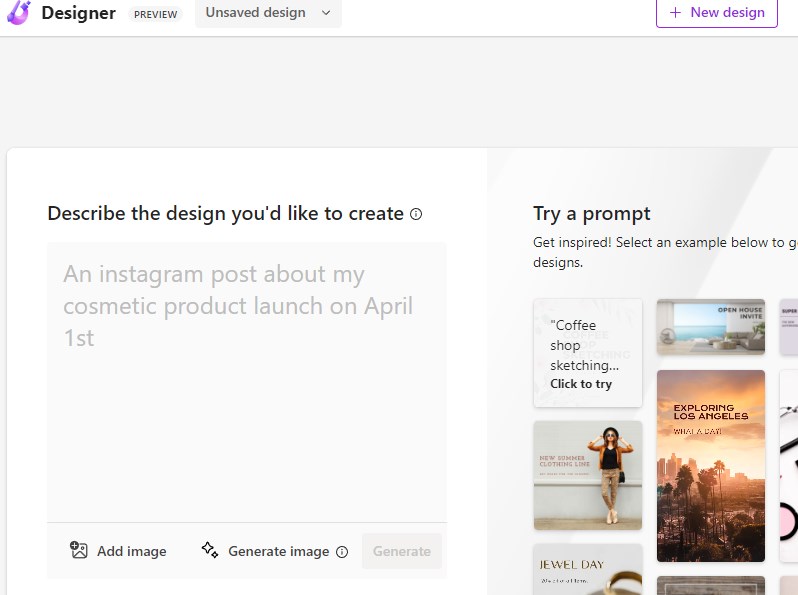 MS Designer Preview 리뷰 - Microsoft Designer AI Content Generation - AI 디자인 플랫폼, AI 디자인 생성기