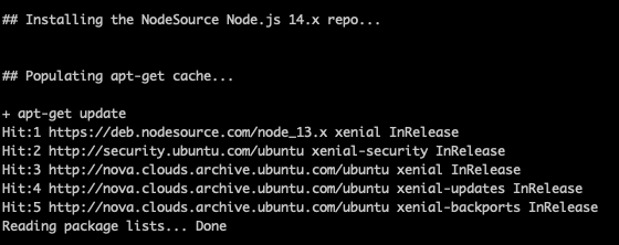 Ubuntu nodejs 14.x install
