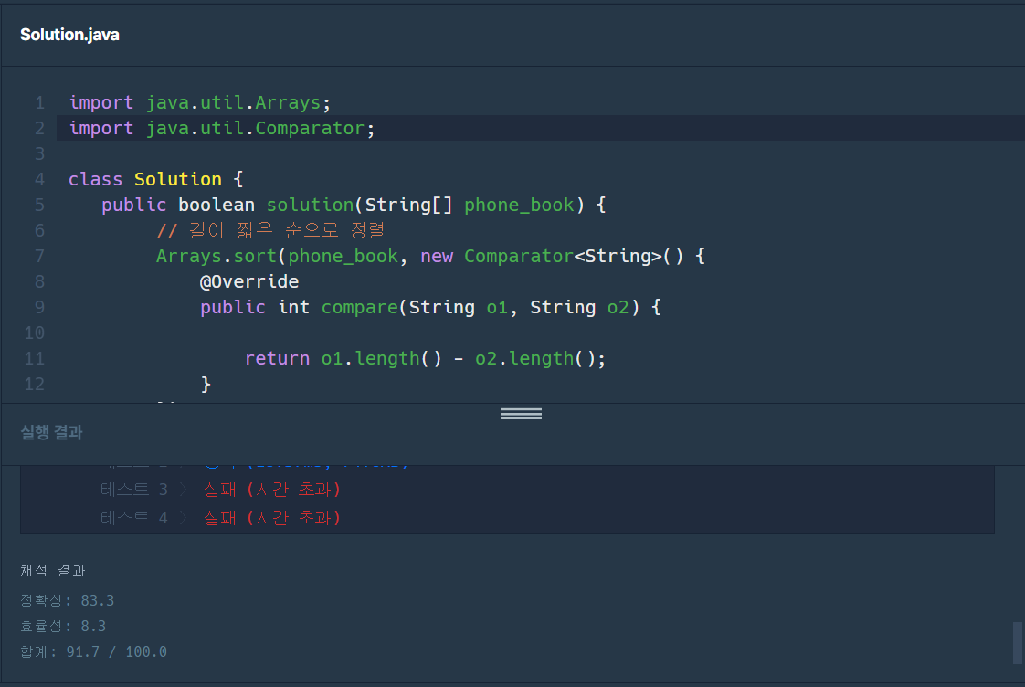[Java] 프로그래머스 해시 Lv2 - 전화번호 목록