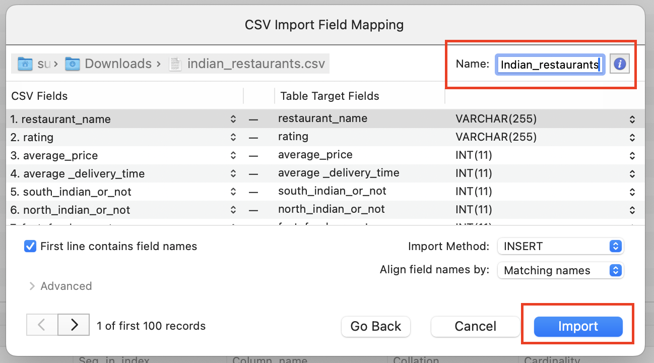 Sequel Pro에서 CSV 파일 가져오기 — yeonnys' 개발일지