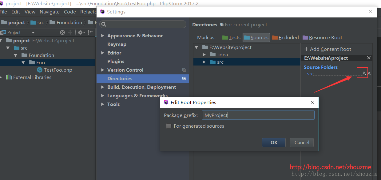 PHPStorm PSR-4 네임스페이스 접두사 추가