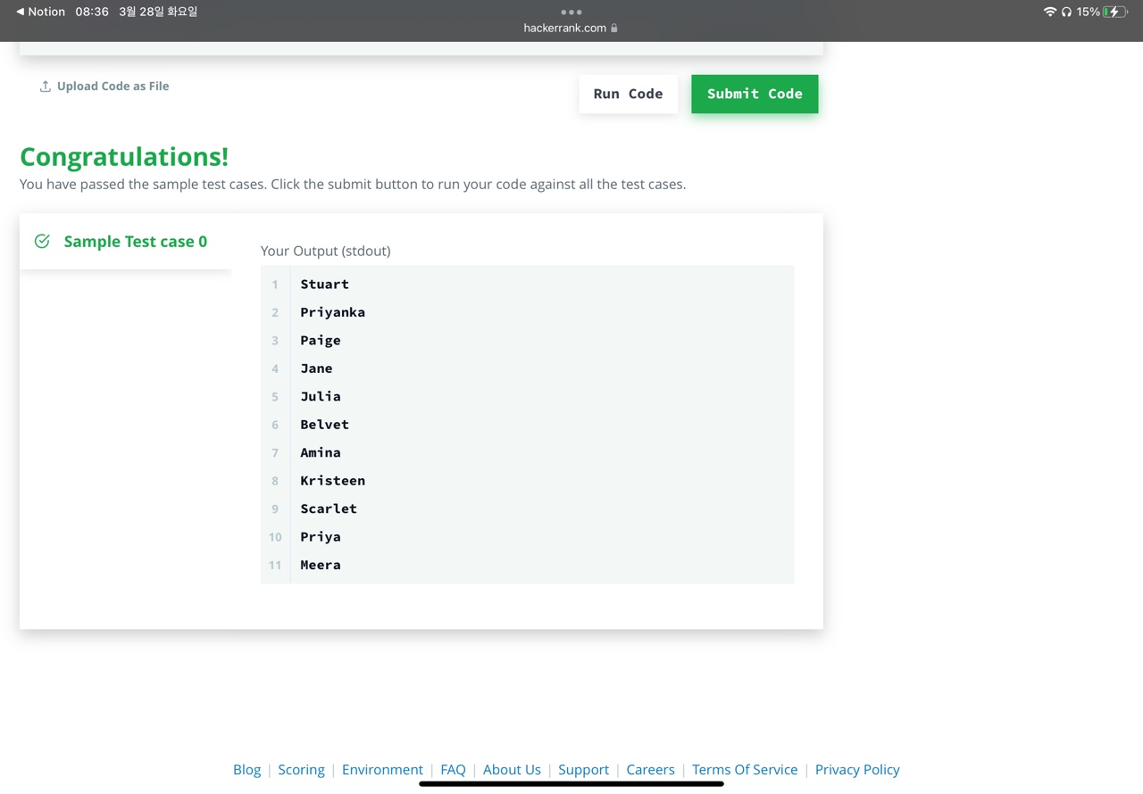 Placements (HackerRank)