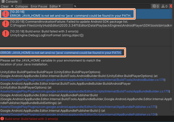 ERROR: JAVA_HOME is not set and no 'java' command could be found in ...