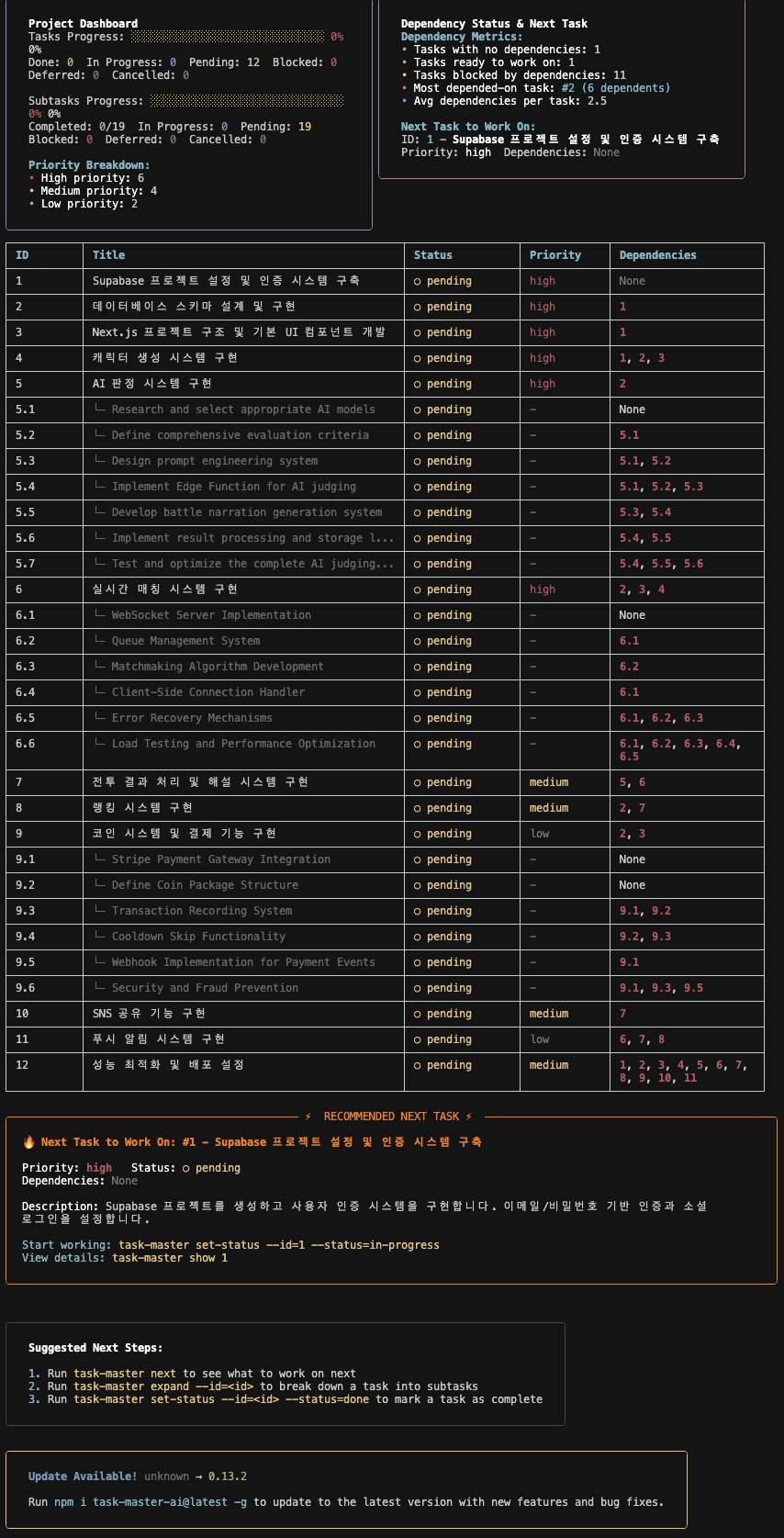 claude-task-master 사용 - text battle :: 노력하는 개발자