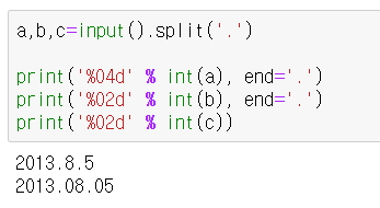 [CodeUp]기초100제(python)_1019번 : [입출력] 연월일 입력받아 그대로 출력하기