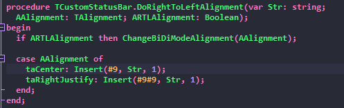 델파이 - vcl - TStatusbar 텍스트정렬