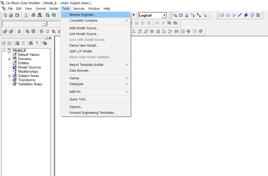 [ERwin] ERwin으로 DB 연결해서 자동으로 ERD 뽑아오기