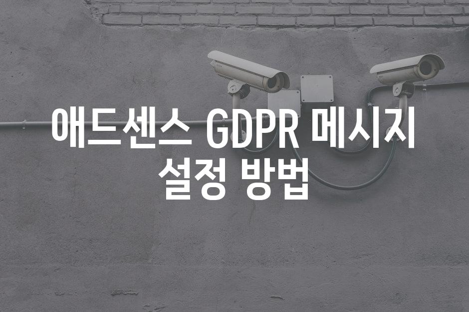 애드센스 GDPR 메시지 설정 방법