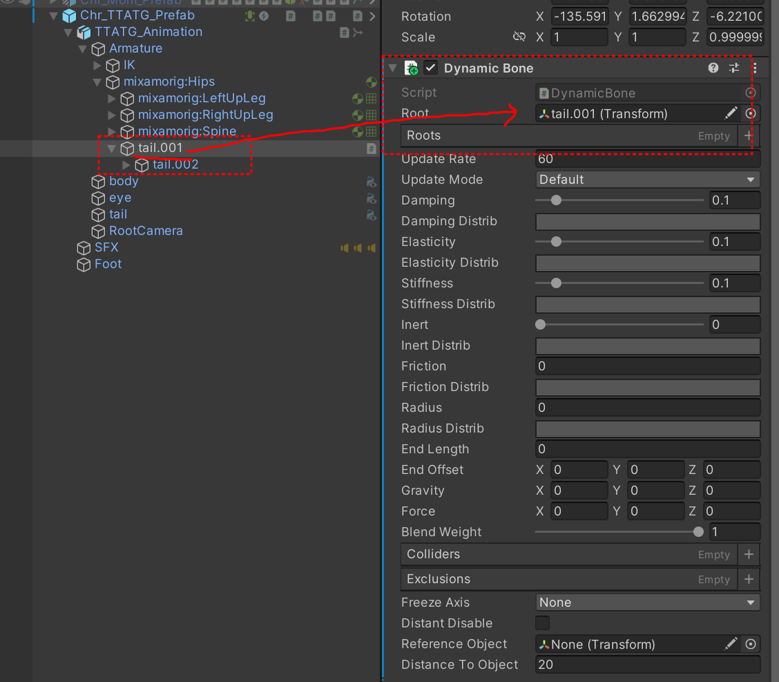 유니티 Dynamic Bone을 이용한 머리카락, 귀, 꼬리 등의 움직임을 추가하자!